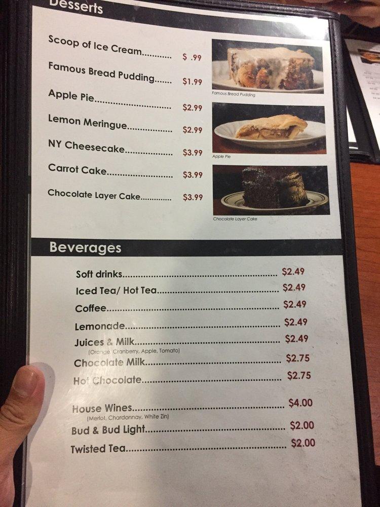 Menu at Top Deck restaurant, Reno