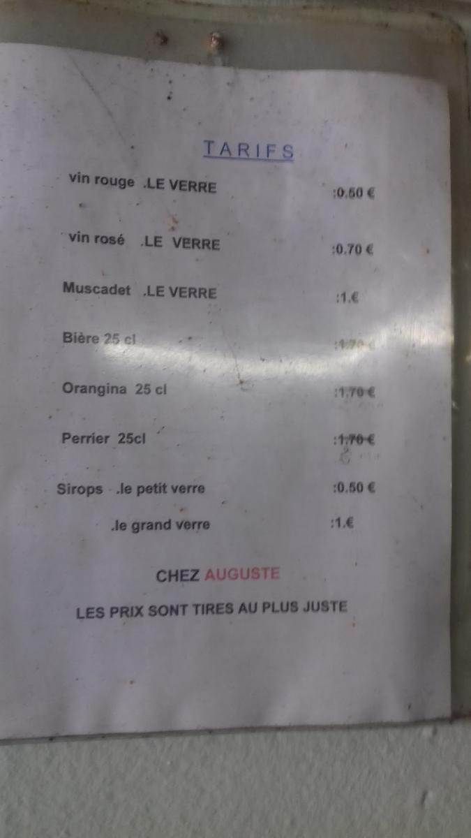 Menu at Auguste et Roseline Chapalain pub & bar, Crozon