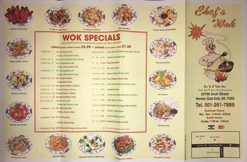 Menu at Chef's Wok Restaurant, East End