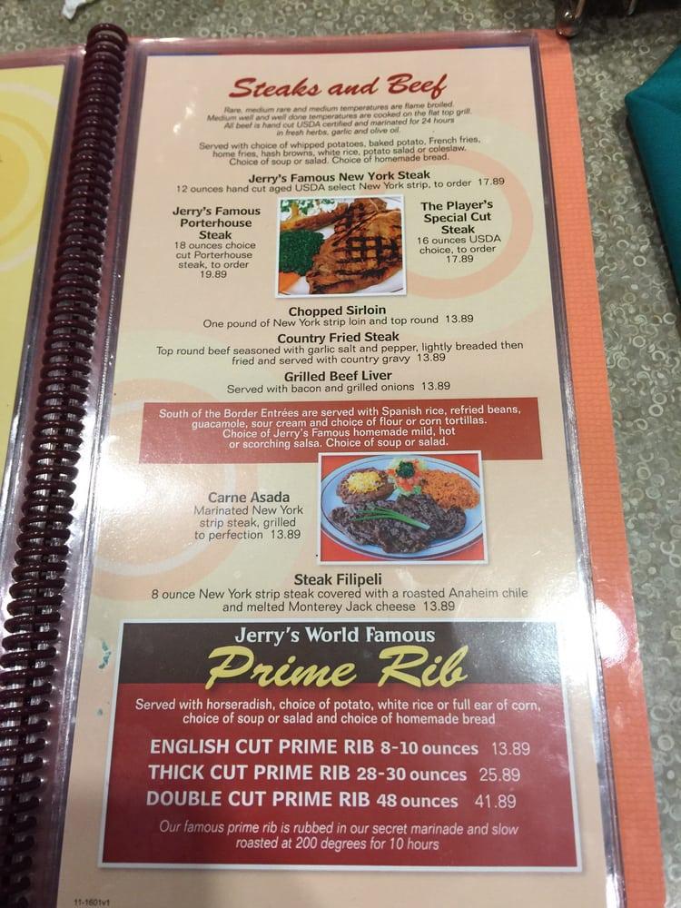 Menu at Jerry's Nugget Casino cafe, North Las Vegas