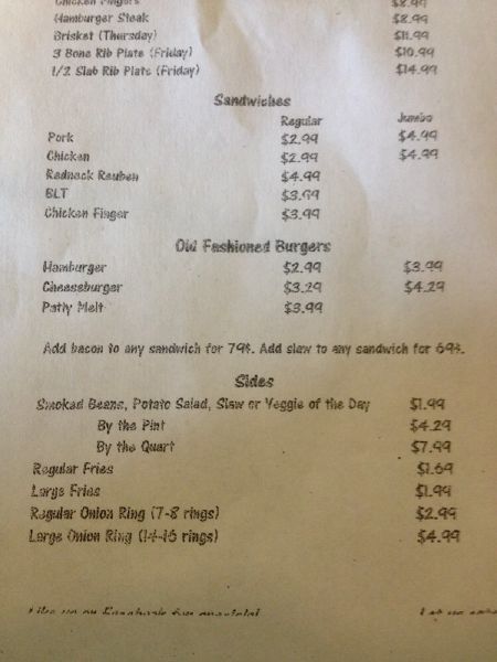 Menu at Landmark BBQ, Odenville, 45 Co Rd 12
