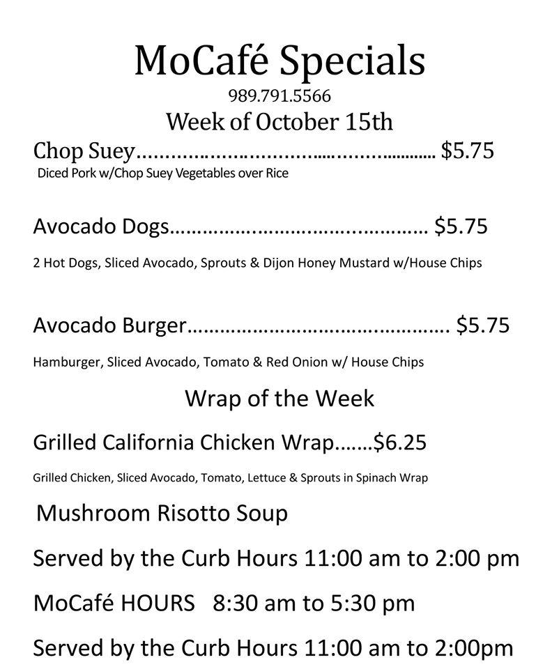 Menu at Mo Cafe, Saginaw