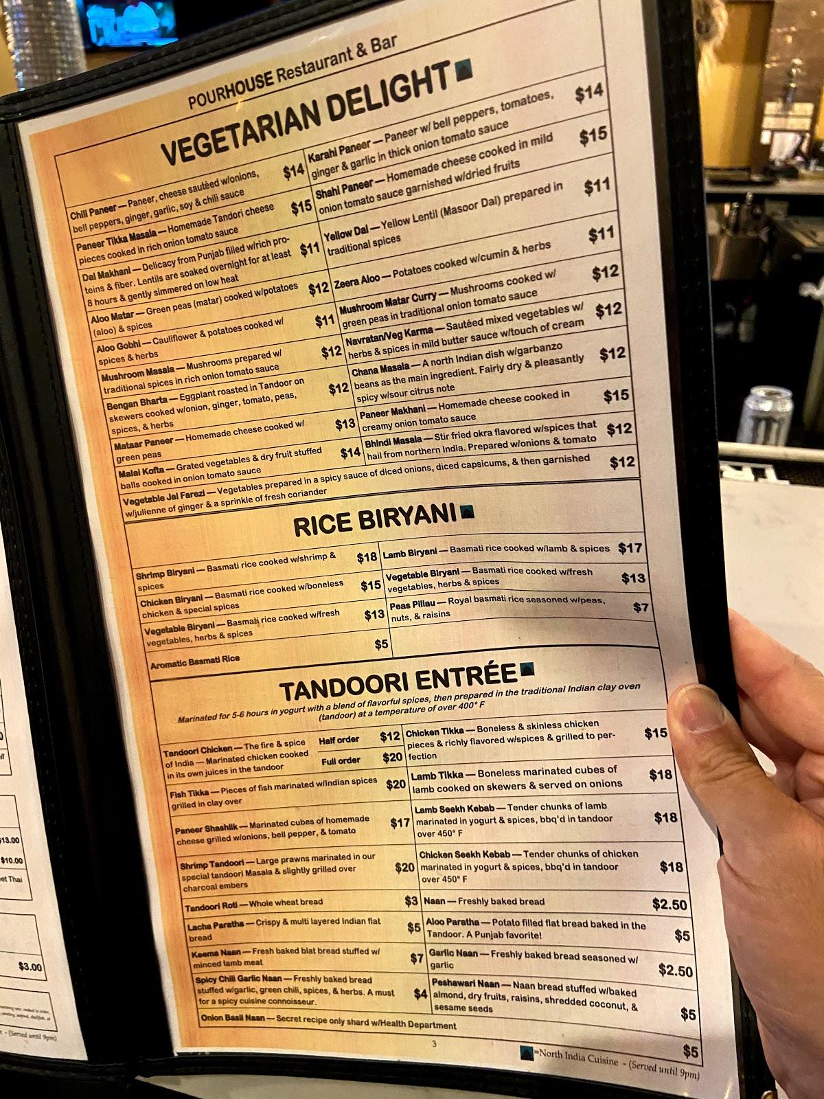 Menu at Pour House pizzeria, Pahrump