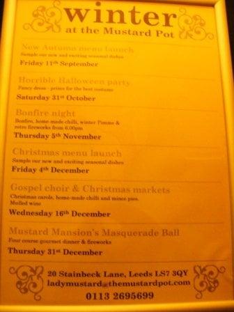 Menu at The Mustard Pot pub & bar, Leeds