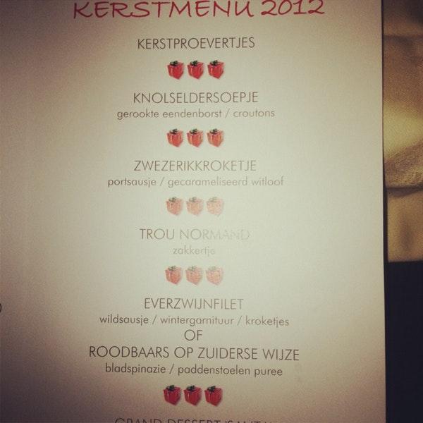 Menu at Zuiderhuis, Herentals, Servaas Daemsstraat 43