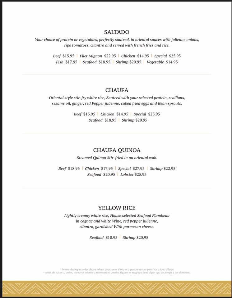 Menu at La Perla Ceviches & Rolls restaurant, Weston