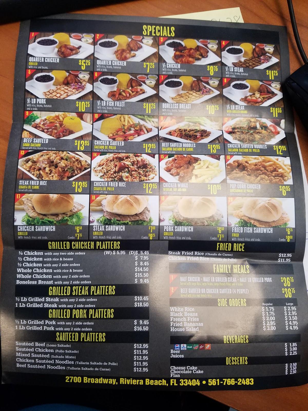 Menu at La Granja Riviera Beach restaurant, Riviera Beach