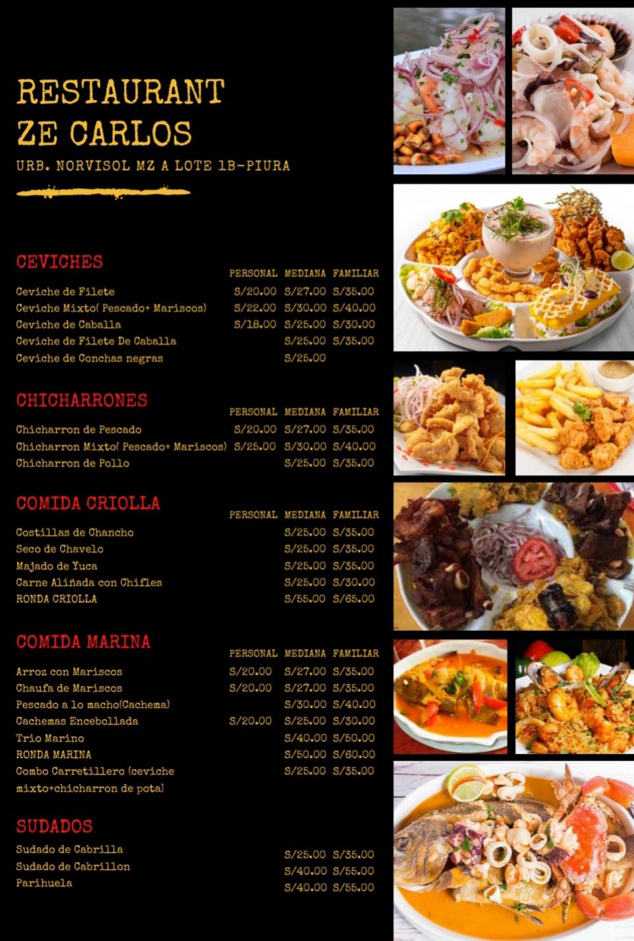 Menu at Restaurant Ze Carlos, Piura
