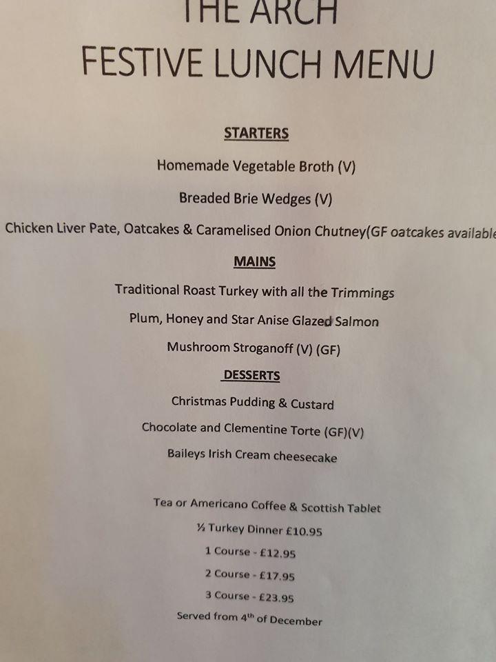 Menu at The Arch Cafe & Bistro, Fettercairn