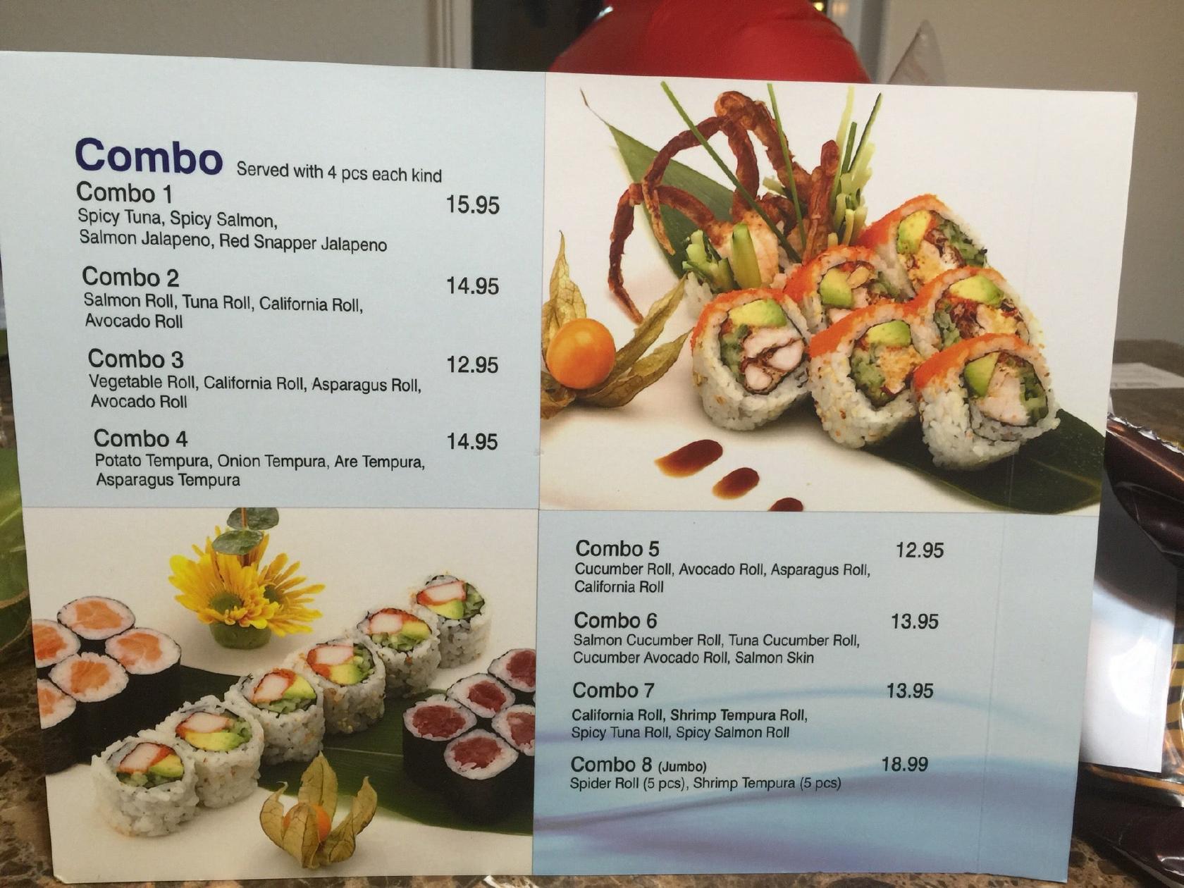 Menu at fushimi Japanese restaurant, Fairbanks, 607 Old Steese Hwy