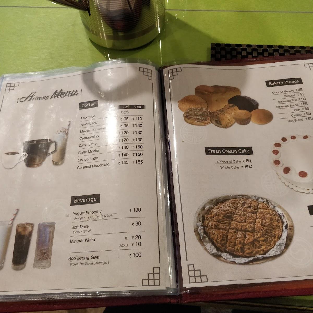 Menu at Arirang Korean Restaurant, Siliguri