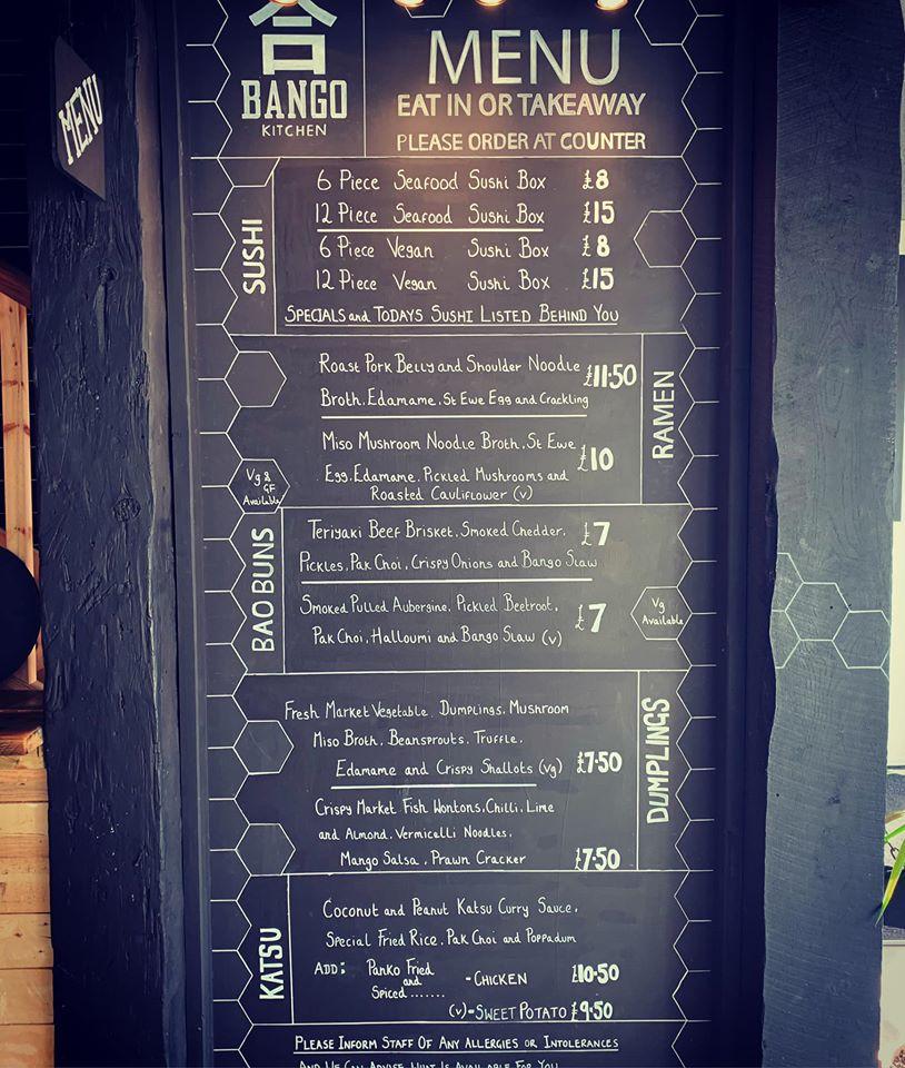 Menu at Bango Kitchen restaurant, Penryn