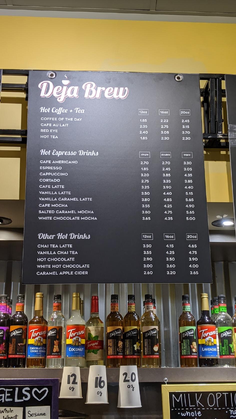 Menu at Deja Brew Coffee House, Raleigh
