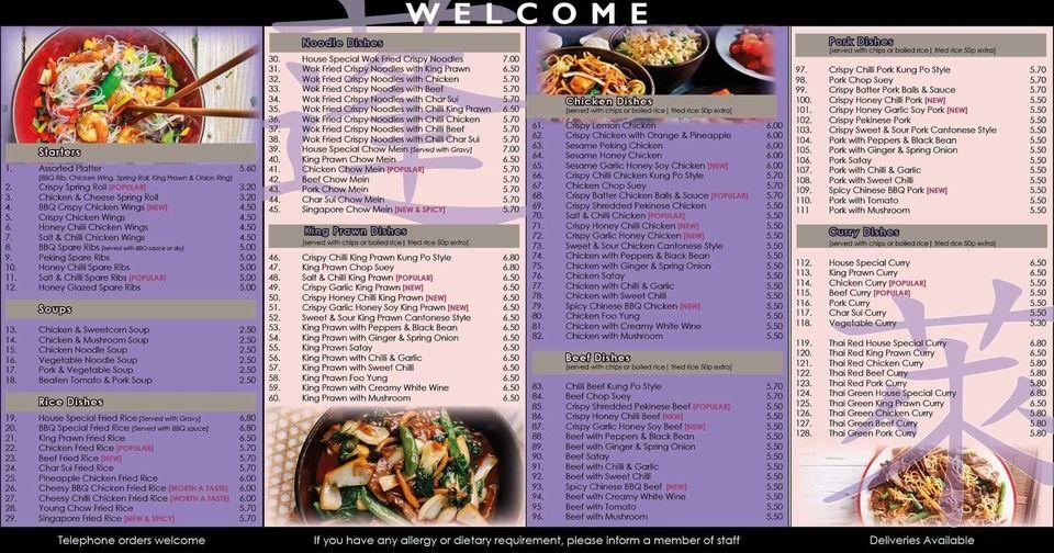 Menu at Fung Loi fast food, Coleraine