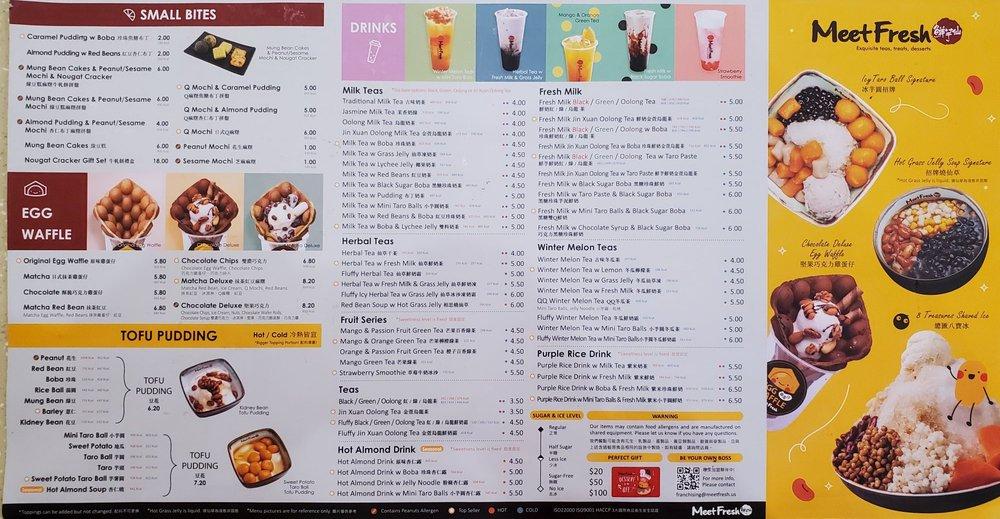 Menu at Meet Fresh desserts, Chino Hills
