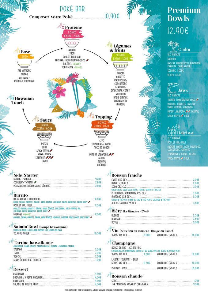 Menu at Nosh restaurant, Reims