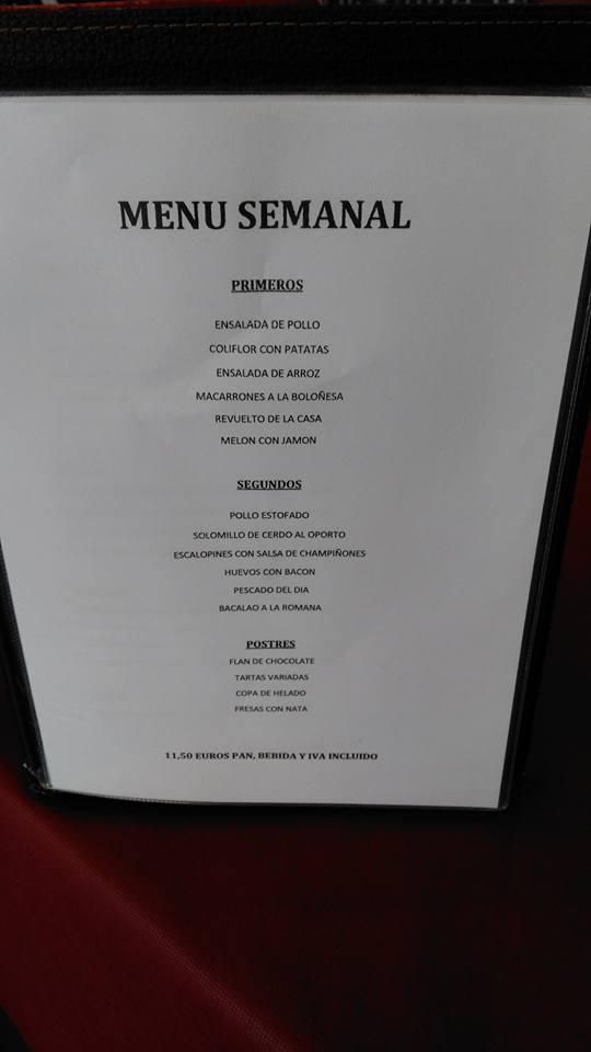 Menu at Restaurante Vagón de Cola, Irun