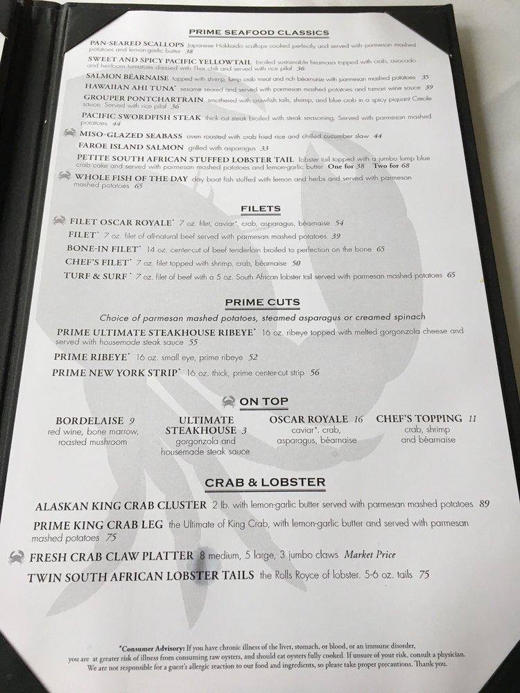 Menu at Truluck's Ocean's Finest Seafood and Crab steakhouse, Naples