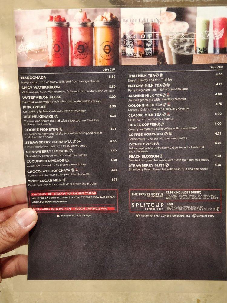 Menu at Zero Degrees restaurant, San Antonio, Blanco Road
