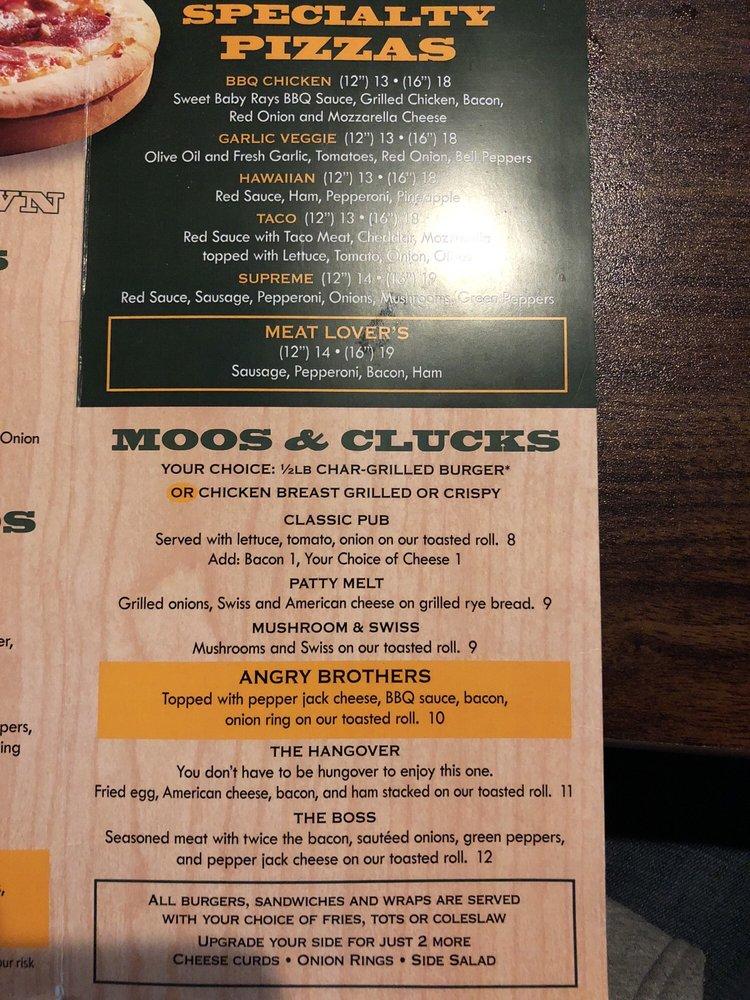 Menu at Angry Brothers Pub, Mount Pleasant