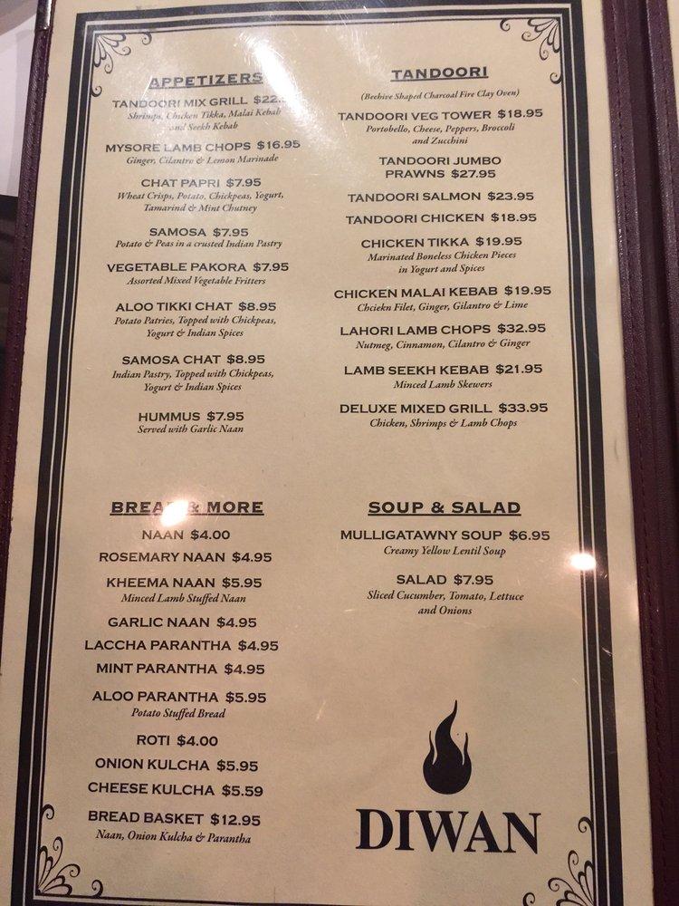 Menu at Diwan Indian Restaurant, Port Washington