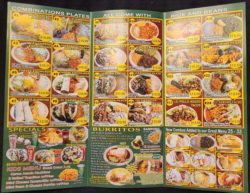 Carta del restaurante Mr.Albert Mexican Food, La Habra