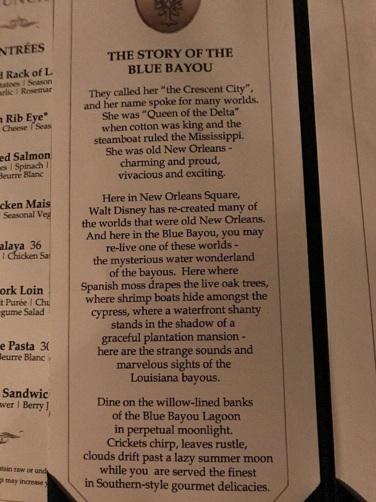 Menu at Blue Bayou Restaurant, Anaheim, S Harbor Blvd