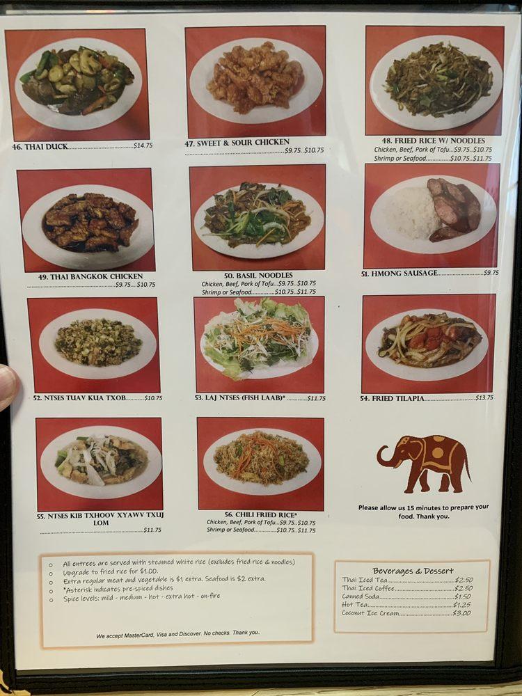 Menu at Thai Bangkok Restaurant, Milwaukee