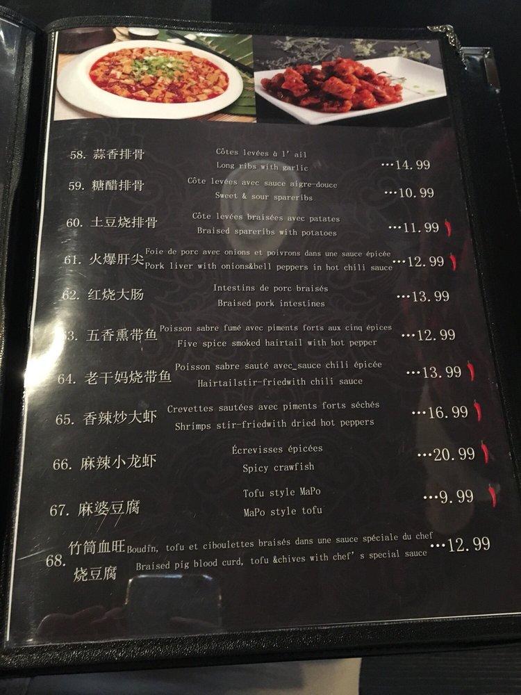 Menu au Tian Fu Restaurant, Brossard