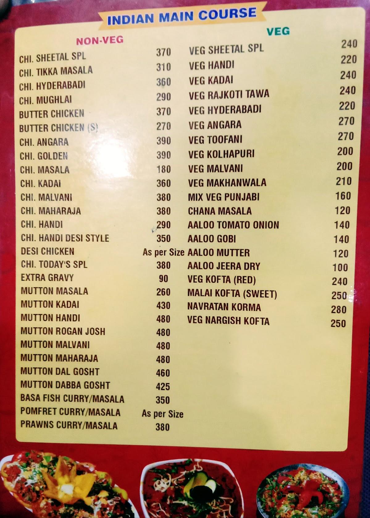 Menu at Hotel Sheetal Family Restaurant (Veg /Non-Veg), Navsari, XX46+HFP