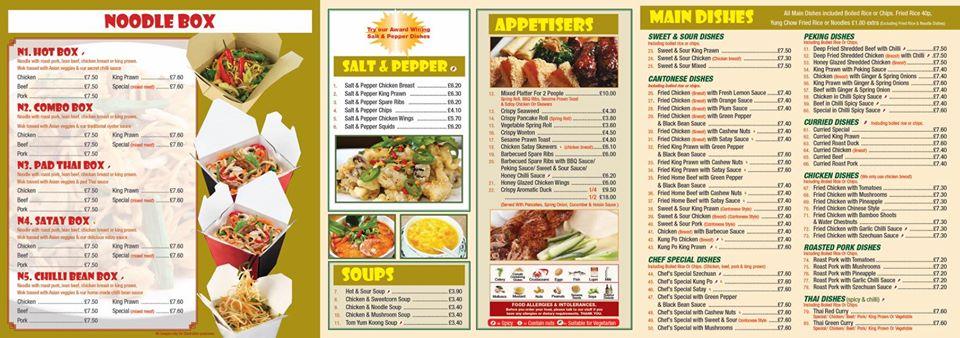 Menu at Noodle King restaurant, Inverness