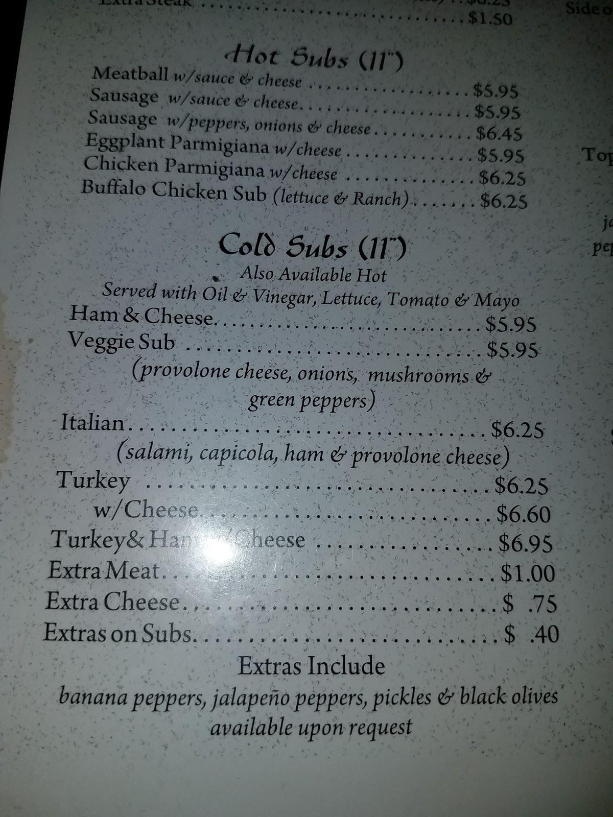 Menu at Scotto's Pizza pizzeria, Glasgow