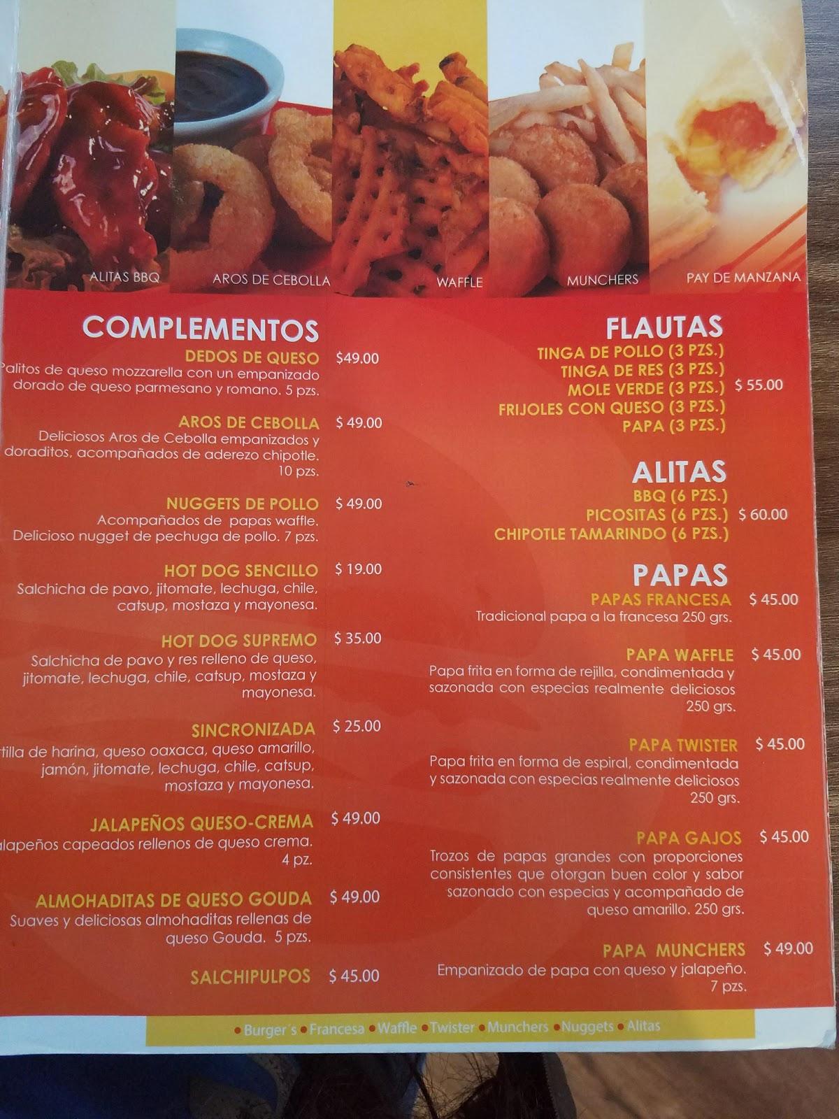 Carta del restaurante Supremas Hamburguesas, Mexico