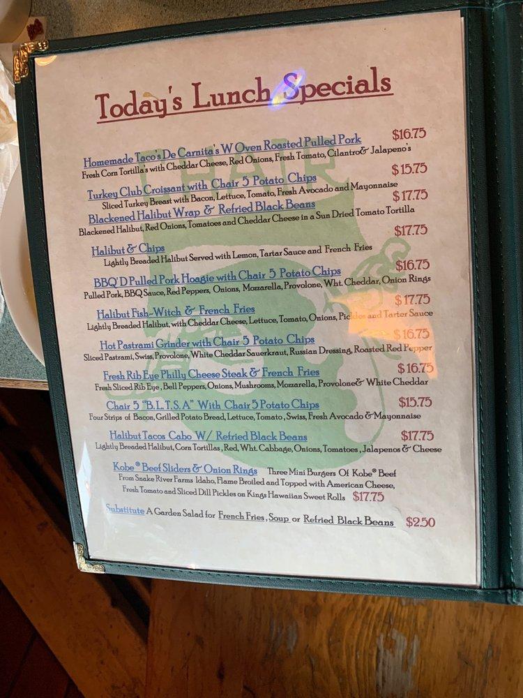 Menu at Chair 5 Restaurant, Anchorage, 171 Lindblad Ave
