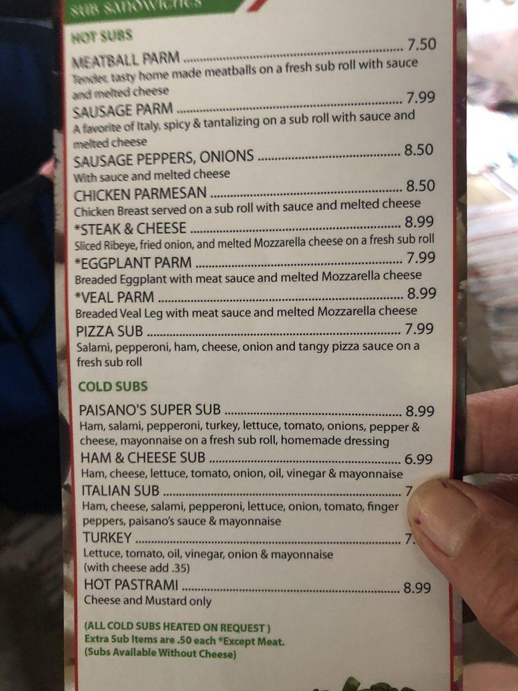 Menu at Paisano's Pizza 'N Pasta pizzeria, Orlando