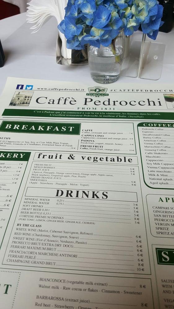 Menu at Pedrocchi Café cafe, Padua, Via VIII Febbraio