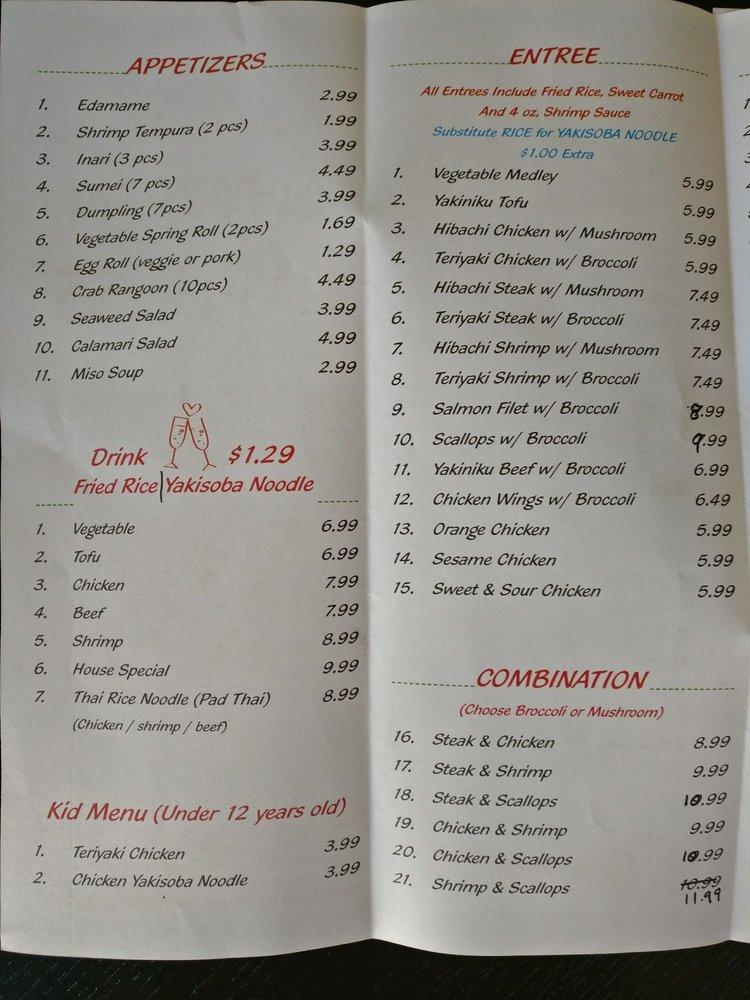 Menu at Shinsen Express restaurant, Fletcher