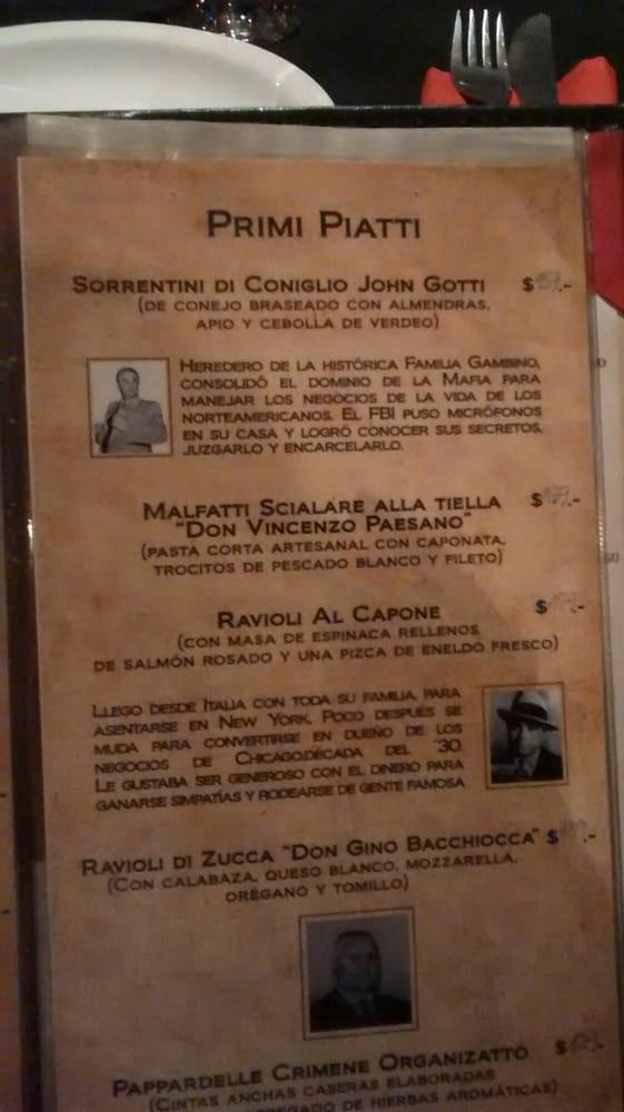 Menu at Arte de Mafia restaurant, Buenos Aires