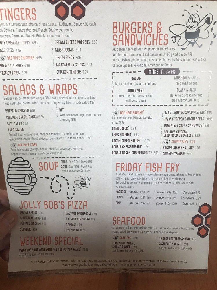 Menu at Bee Hive Barn & Grill, Neenah