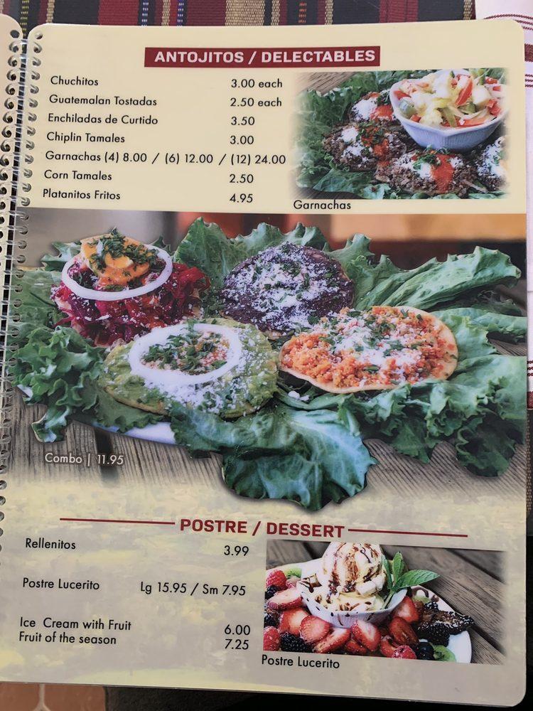 Menu at El Lucerito restaurant, San Rafael