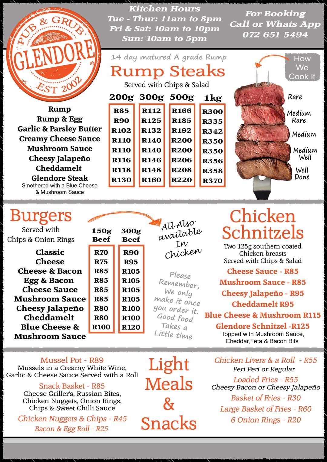 Glendore Pub & Grub, Port Elizabeth - Restaurant menu and reviews