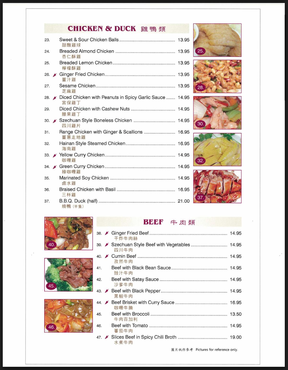 Menu at Golden Island Asian Cuisine restaurant, Kelowna