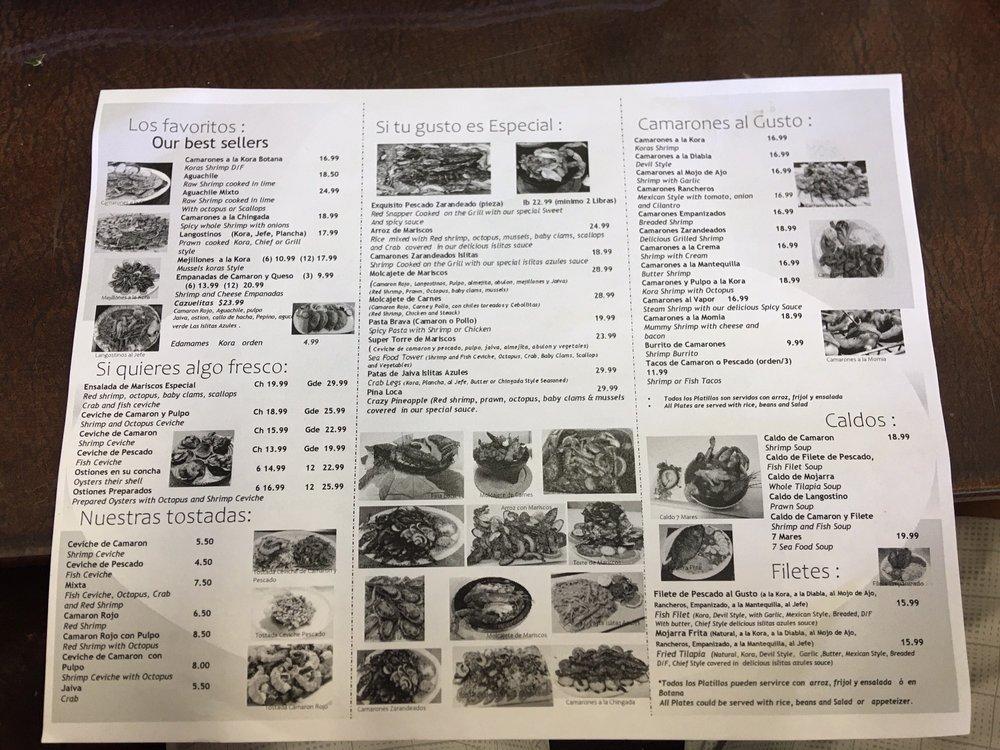 Menu at Las Islitas Azules Marysville restaurant, Linda