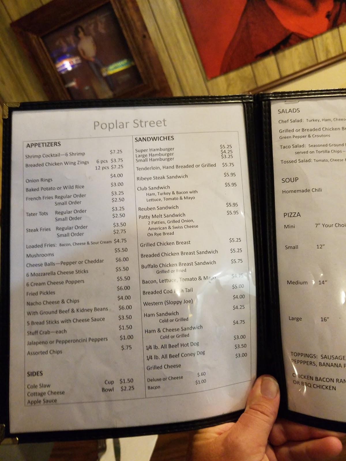 Menu at Poplar Street Restaurant, Seymour
