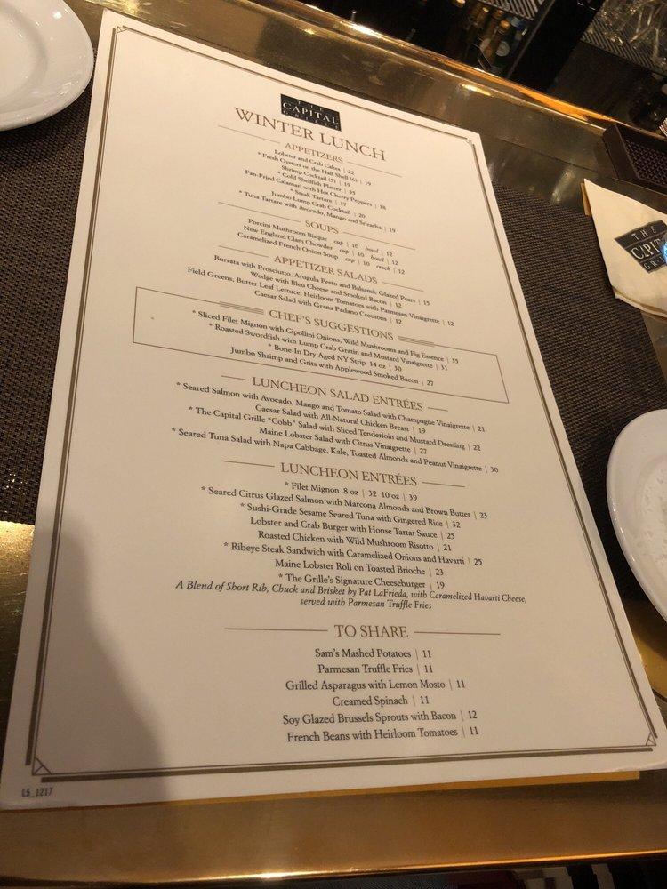Menu at The Capital Grille pub & bar, Miami