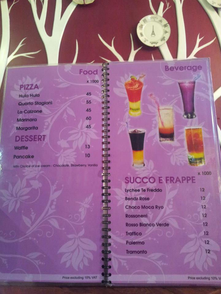 Menu at IQ Pasta and Steak restaurant, Yogyakarta