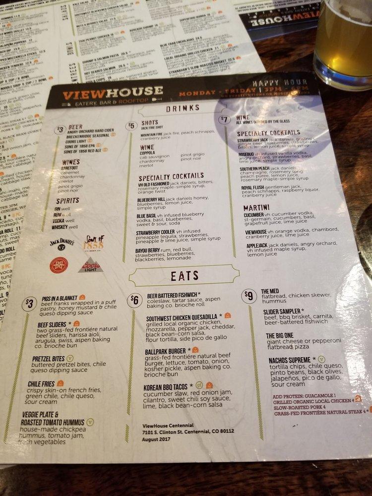Menu at ViewHouse pub & bar, Centennial, S Clinton St