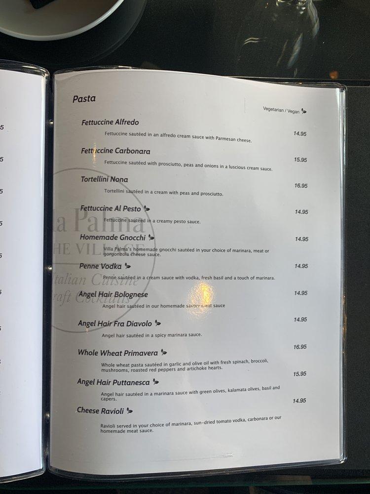 Menu at Villa Palma at the Village pub & bar, Cocoa