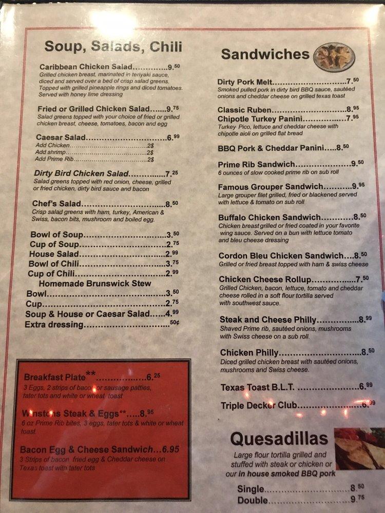 Menu at Winston's Food & Spirits pub & bar, Marietta