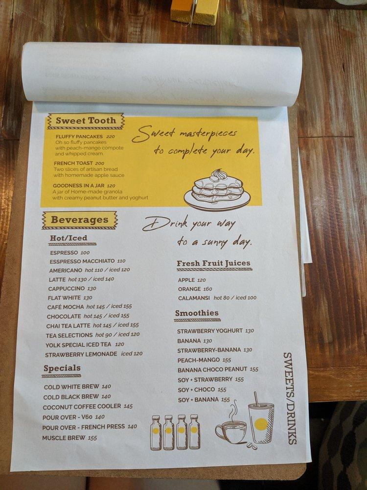 Menu at Yolk cafe, Cebu City